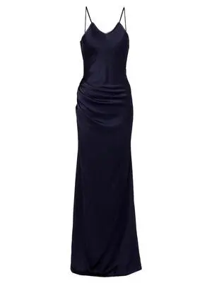 Victoria Beckham Lace-trimmed Satin Maxi Dress - Blue