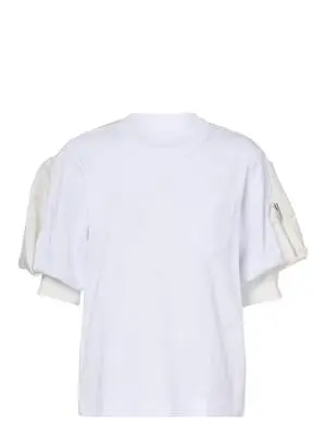 Sacai Cotton Jersey And Twill T-shirt - White