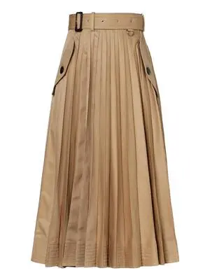 Sacai Cotton-blend Gabardine Midi Skirt - Beige