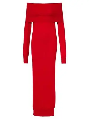 Stella McCartney Off-shoulder Virgin Wool Maxi Dress - Red