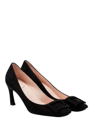 ROGER VIVIER Trompette 70 Suede Pumps - Black