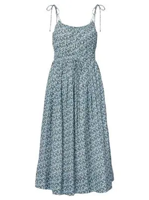 Veronica Beard Millie Floral Shirred Midi Dress - Blue