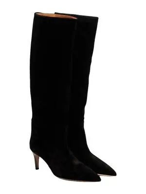 Paris Texas Suede Knee-high Boots - Black