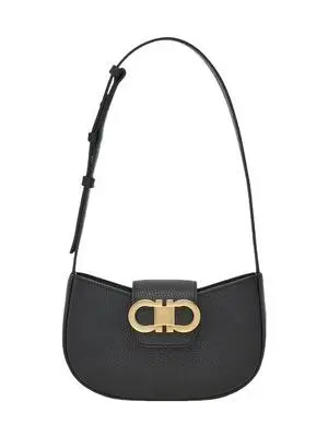 FERRAGAMO Double Gancini Mini Shoulder Bag - Black