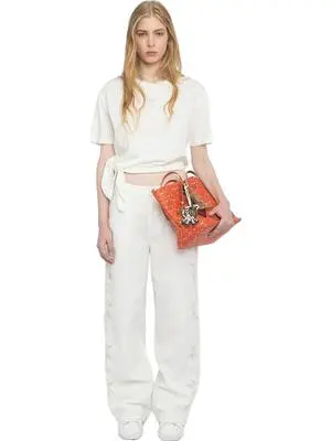 Zadig&Voltaire Elfy Wide-leg Embroidered Pants - White