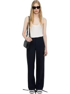 Zadig&Voltaire Panol Wide-Leg Rhinestone Trousers Red