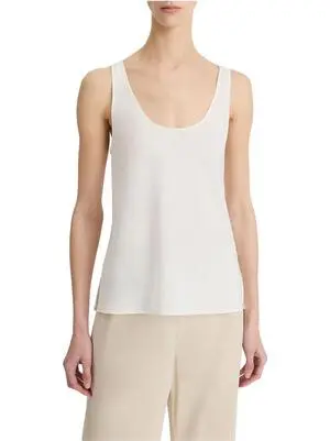 Vince Classic Stretch-silk Bias Tank - White