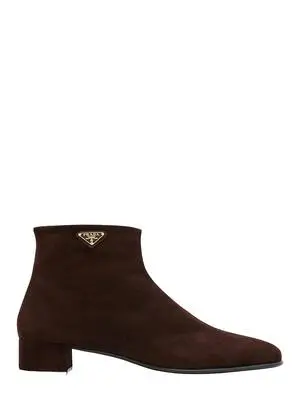 Prada Suede Ankle Booties - Moro