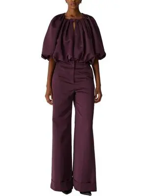 Rebecca Taylor Techy Sateen Bubble Top - Plum