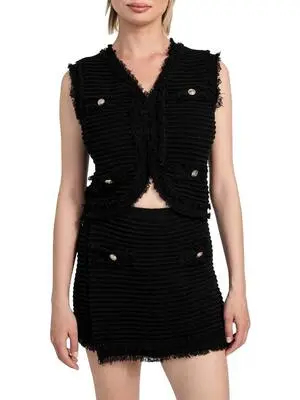 Guess Malina Bouclé Ottoman Stitch Vest Jet Black