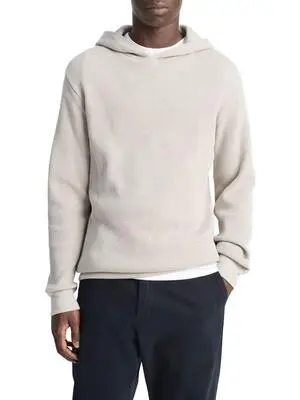 Vince Mouline Thermal Pima Cotton Hoodie - Putty/ Off White