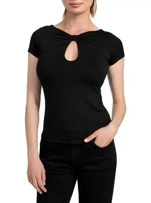 Guess Cutout Stretch Top - Jet Black