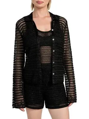 Guess Bella Sequin Shirt - Jet Black Multi