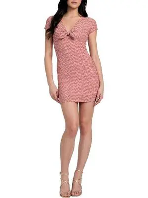 Guess Body-con Mini Dress With Tie Front - Revival Rose Multi
