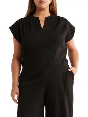 Wit & Wisdom Notch Neck Top - Black