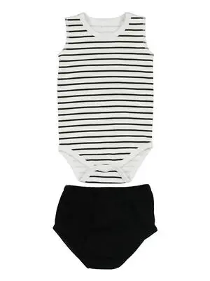 MANIÈRE Stripe Bodysuit & Bloomers Set Black/ White