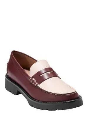 Cole Haan Treena Lug Penny Loafer Black Garnet Box /ivory Box