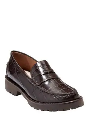 Cole Haan Treena Lug Penny Loafer - Dark Chocolate Croc Print
