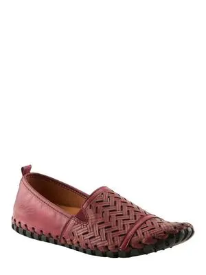 SPRING STEP SHOES Kapri Perforated Leather Flats - Bordeaux