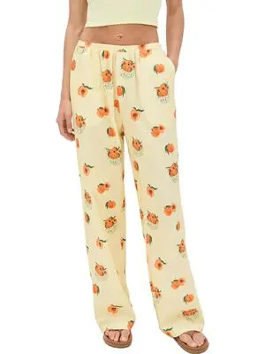 BAILEY ROSE Peach Print Long Pants - Lemon
