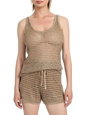 Guess Ava Open Stitch Tank - Wet Sand Multi