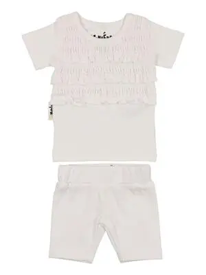 MANIÈRE Ruffle Top & Shorts Set - White