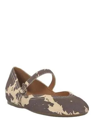 Lucky Brand Cyrena Mary Jane Flat - Beige/chocolate Suede