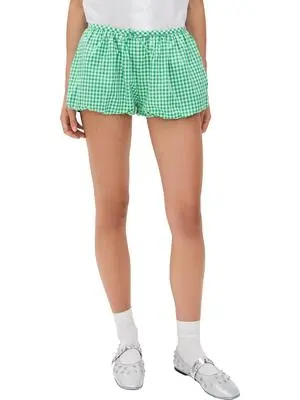 Sandy Liang Kayo Gingham Shorts - Green