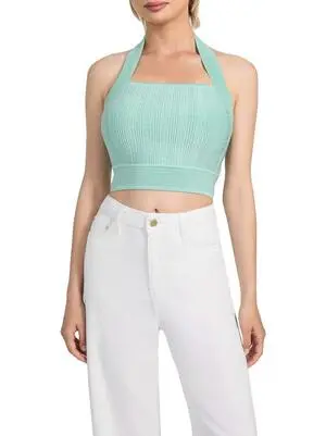 Guess Sofie Ribbed Halter Top - Saturn Green