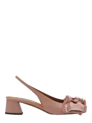 LANVIN Leather Heeled Slingback Ballerina - Pale Pink