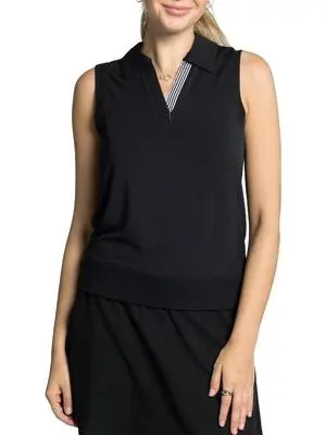 THREAD & SUPPLY Heidi Polo Tank - Black Granite