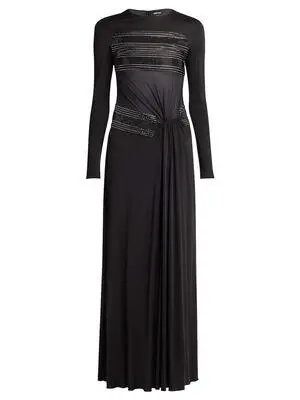 Giorgio Armani Crystal Embellished Jersey Gown - Solid Black