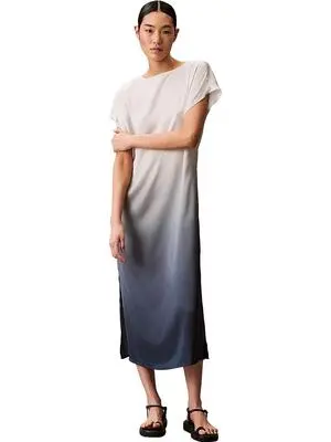 Calvin Klein Gradient Satin Midi Dress - Chalk / Navy