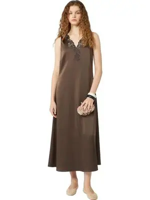 Max Mara Long Satin Dress - Chocolate