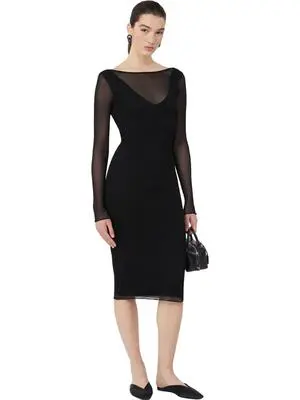Max Mara Midi Dress In Mesh Jersey - Black