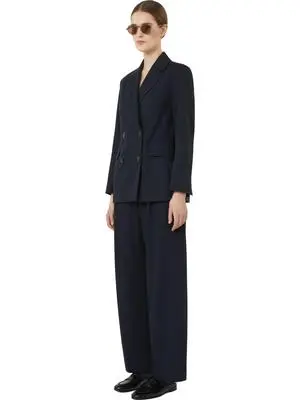 Max Mara Wool Crepe Double-breasted Blazer - Midnightblue