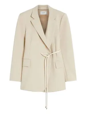 Max Mara Belted Double-breasted Blazer - Beige