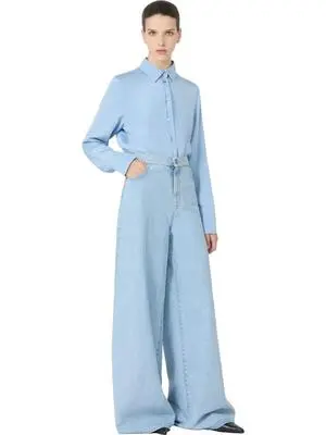 Max Mara Stretch Silk Cady Shirt - Light Blue