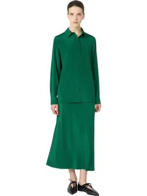 Max Mara Stretch Silk Cady Shirt - Emerald
