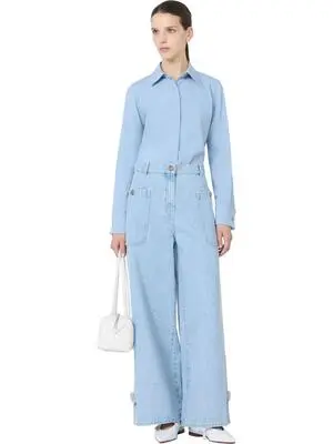 Max Mara Cotton Logo Shirt - Light Blue