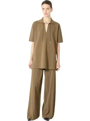 Max Mara Viscose Crêpe Wide Leg Trousers - Hazelnut Brown