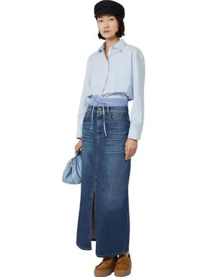 Max Mara Denim 5-pocket Maxi Skirt - Navy