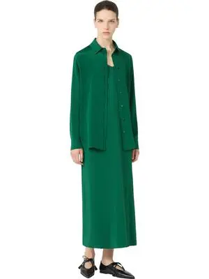 Max Mara Crêpe De Chine Midi Dress - Emerald