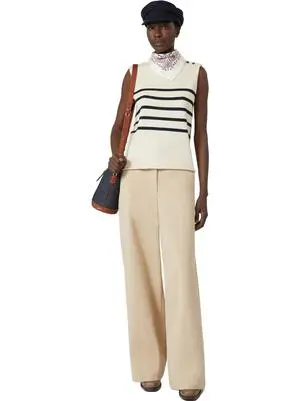 Max Mara Cotton Gabardine Wide-leg Trousers - Beige