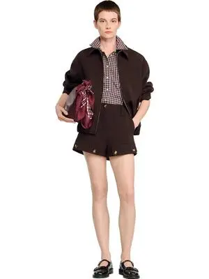 Sandro High-waisted Carpenter Shorts - Brown
