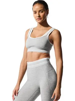 Alo Yoga Soft Better Together Bra - Athletic Heather Grey/white