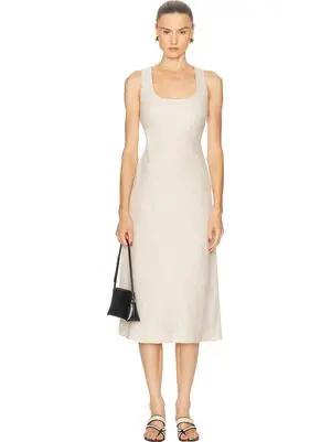 L'academie By Marianna Eula Linen Midi Dress - Natural Beige