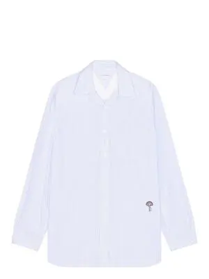 Bottega Veneta Cotton Poplin Stripe Shirt In Blue - White & Blue