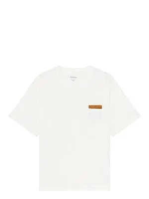 Bottega Veneta Pima Cotton Jersey Tee With Leather Detail In White - Chalk