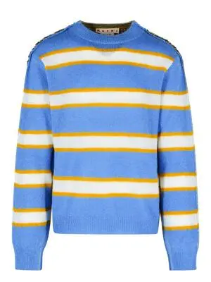 Marni Light Mohair-blend Striped Sweater - Blue